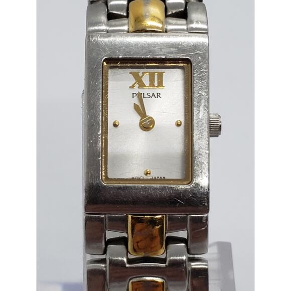 Pulsar | Accessories | Womens Pulsar Watch Silver Square Face With Gold ...